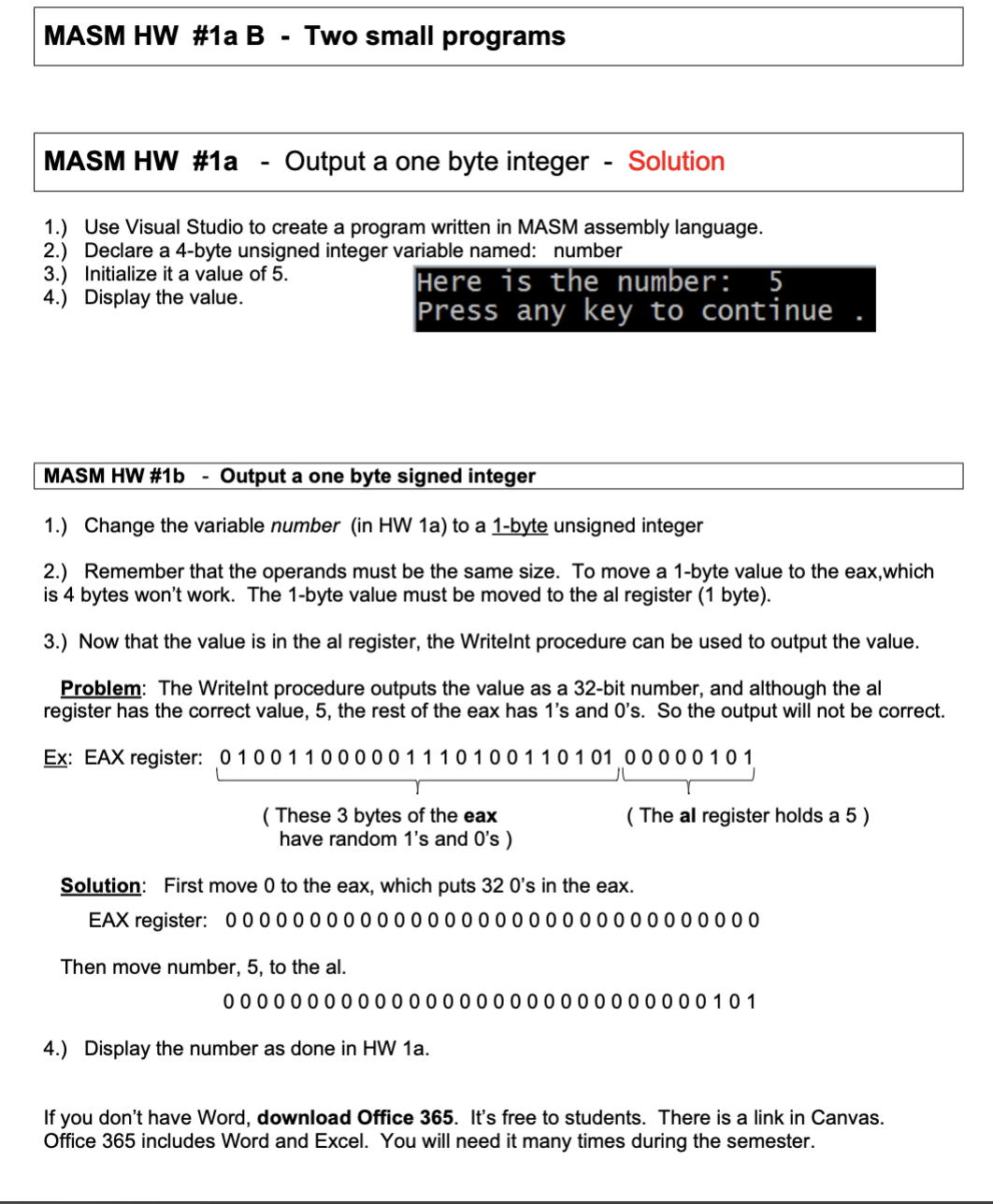 Solved 1.) Use Visual Studio to create a program written in | Chegg.com