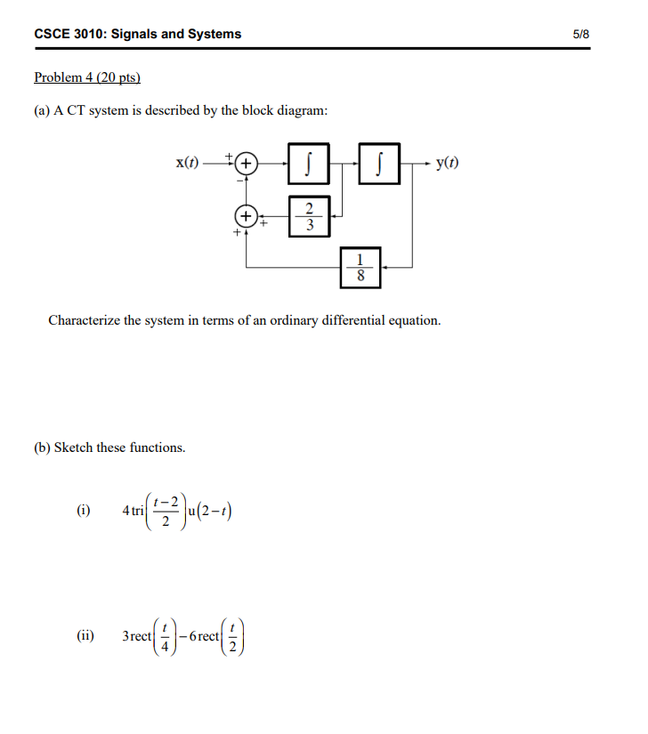 Solved (a) A CT system is described by the block diagram: | Chegg.com