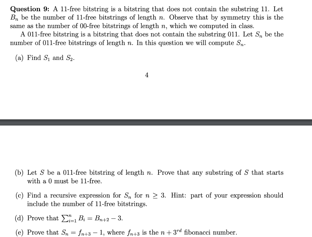 Solved Question 9 A 11 Free Bitstring Is A Bitstring That