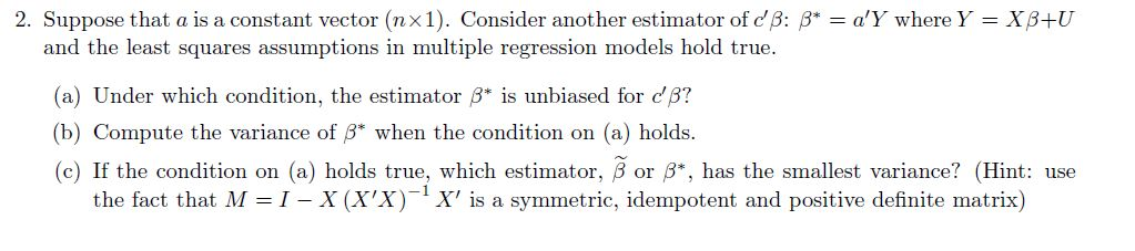 2. Suppose that a is a constant vector (nx1). | Chegg.com