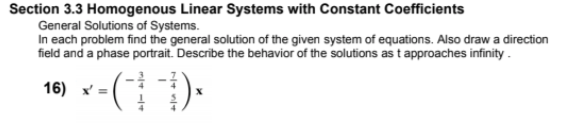 Solved Section 3.3 Homogenous Linear Systems with Constant | Chegg.com