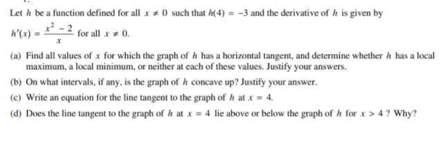 Solved Let h be a function defined for all x + 0 such that | Chegg.com