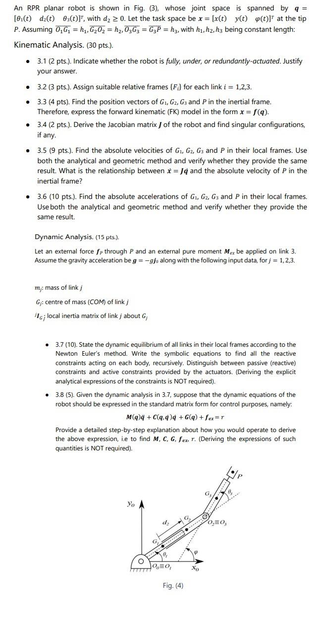 Solved An RPR planar robot is shown in Fig. (3), whose joint | Chegg.com