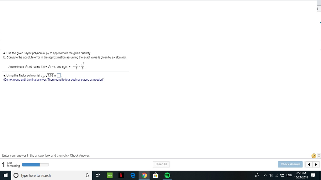 Solved A Use The Given Taylor Polynomial P2 To Approximate