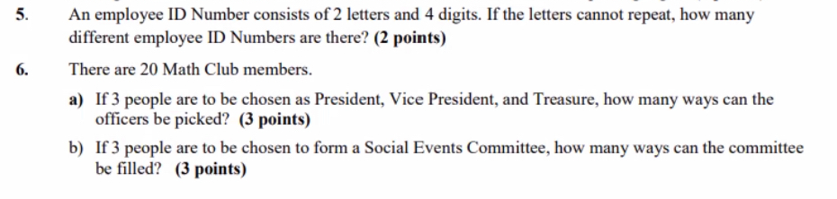 Solved 5. An employee ID Number consists of 2 letters and 4 | Chegg.com