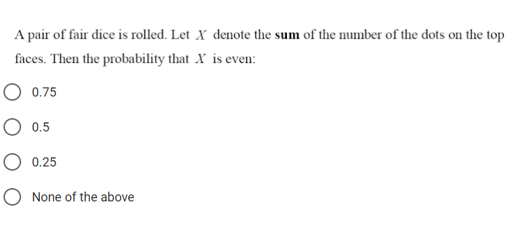 Solved A pair of fair dice is rolled. Let X denote the sum | Chegg.com
