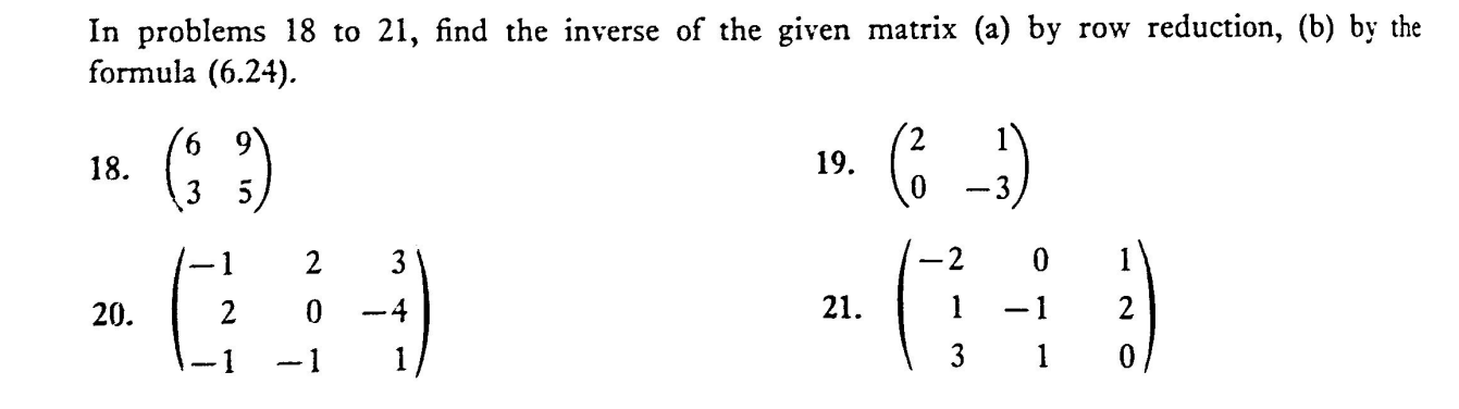 In problems 18 to 21 , find the inverse of the given | Chegg.com