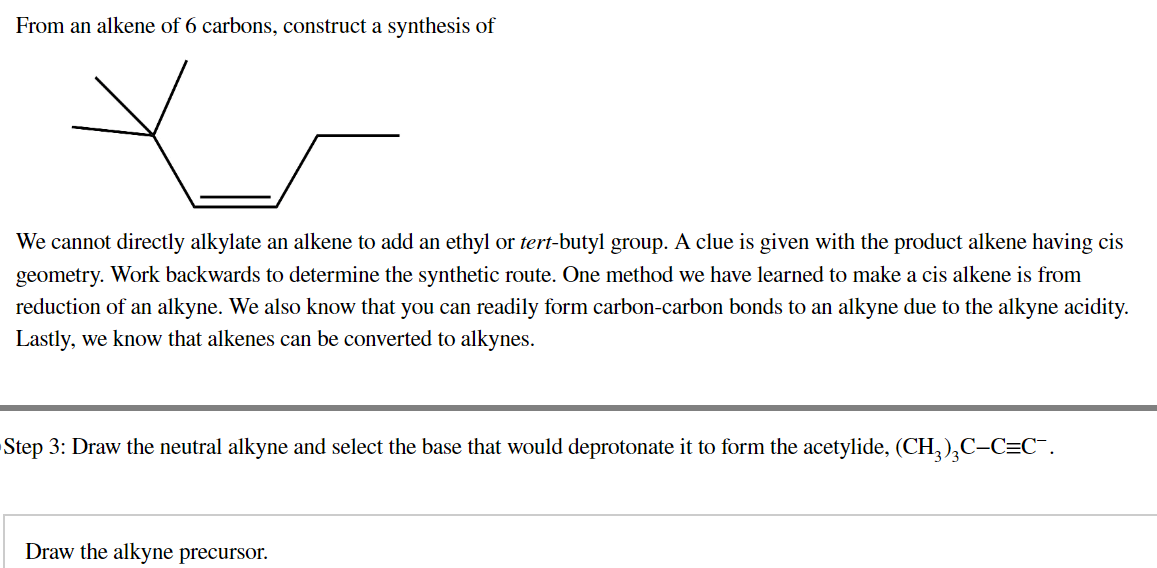 Solved Step 3: Draw the neutral alkyne and select the base | Chegg.com