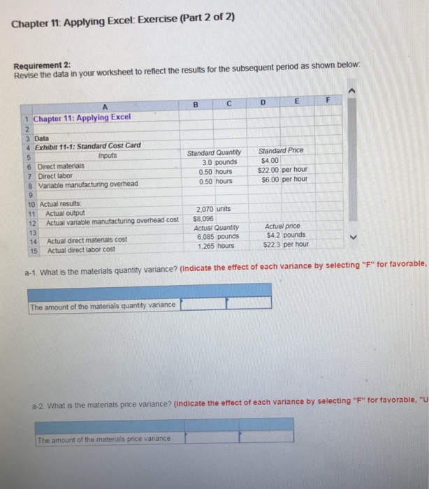 Solved Chapter 11: Applying Excel: Exercise (Part 2 of 2) | Chegg.com Solved Chapter 11: Applying Excel: Exercise (Part 2 of 2) | Chegg.com