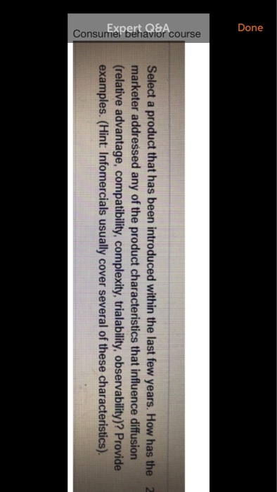 Solved In context of Consumer Behavior | Chegg.com