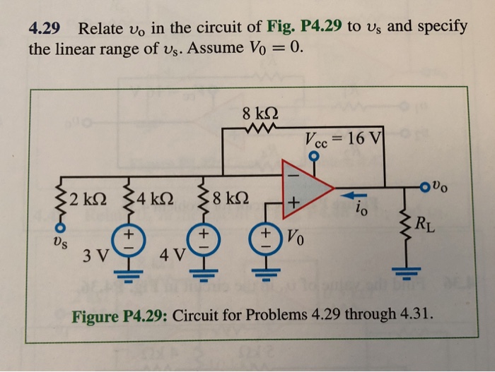 Solved 4.29 Relate vo in the circuit of Fig. P4.29 to vs and | Chegg.com