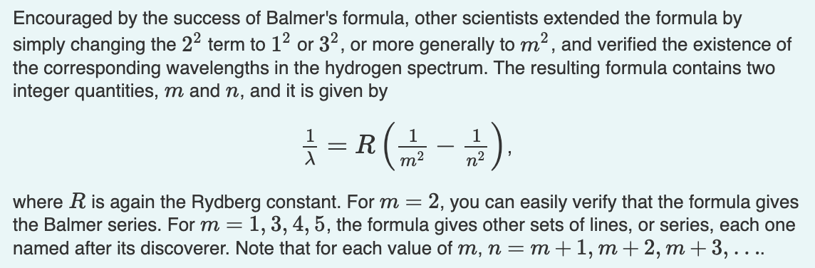 Solved Encouraged by the success of Balmer's formula, other | Chegg.com
