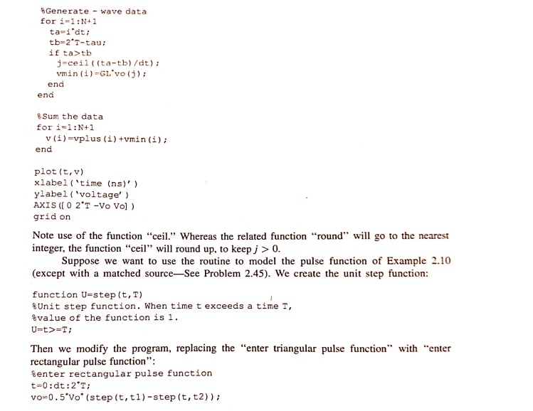 Problem 2.46: Modify MATLAB 2.5 to plot v(z,t) at | Chegg.com Problem 2.46: Modify MATLAB 2.5 to plot v(z,t) at | Chegg.com