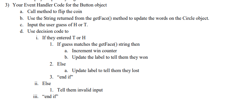 3 Your Event Handler Code For The Button Object A
