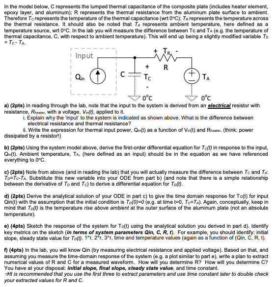 In the model below, C represents the lumped thermal | Chegg.com