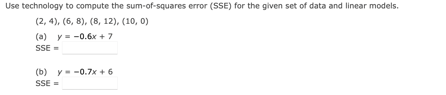 Solved Use Technology To Compute The Sum Of Squares Error 6392