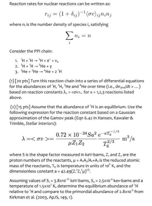 Solved Reaction rates for nuclear reactions can be written | Chegg.com