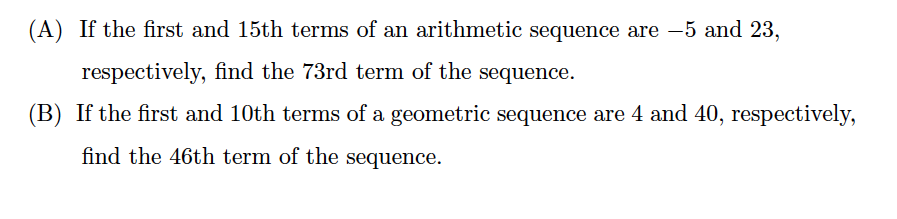 Solved (A) If the first and 15th terms of an arithmetic | Chegg.com