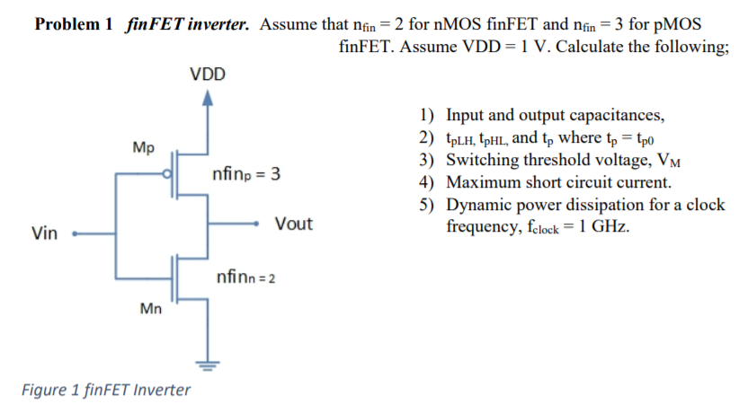 18nm finFET (nlsvt, nfin=1. Nf=1) Table 1 Parameters | Chegg.com