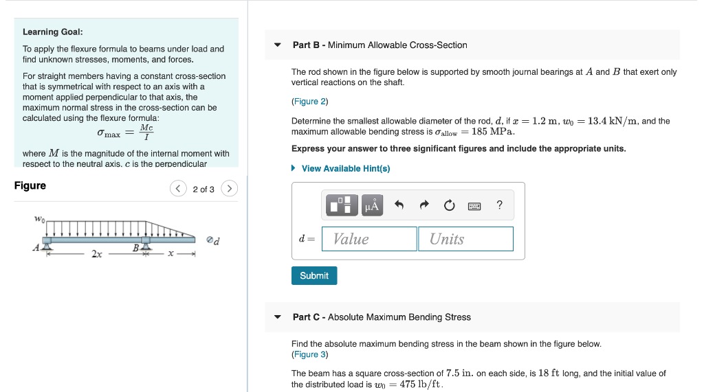 Solved Part B - Minimum Allowable Cross-Section Learning | Chegg.com