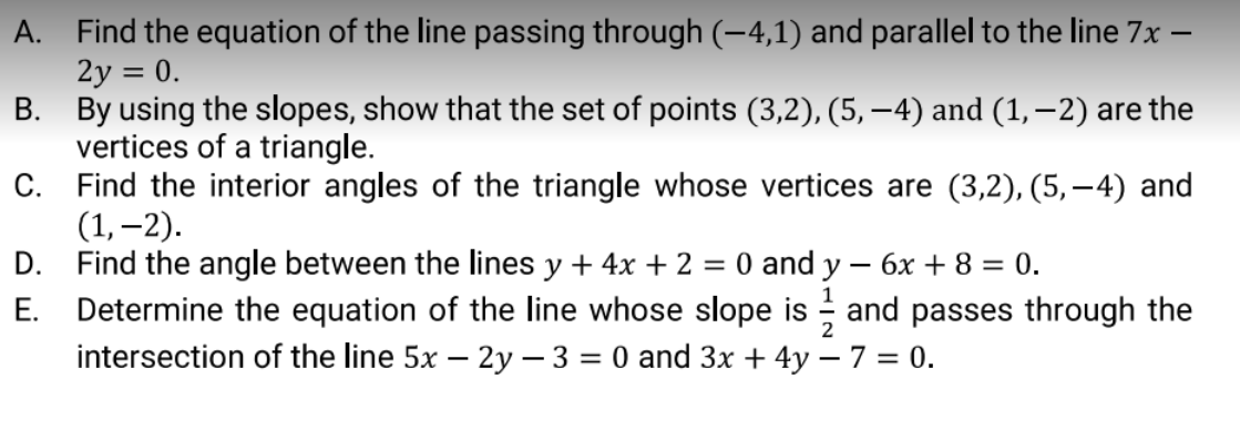 Solved A. Find the equation of the line passing through | Chegg.com