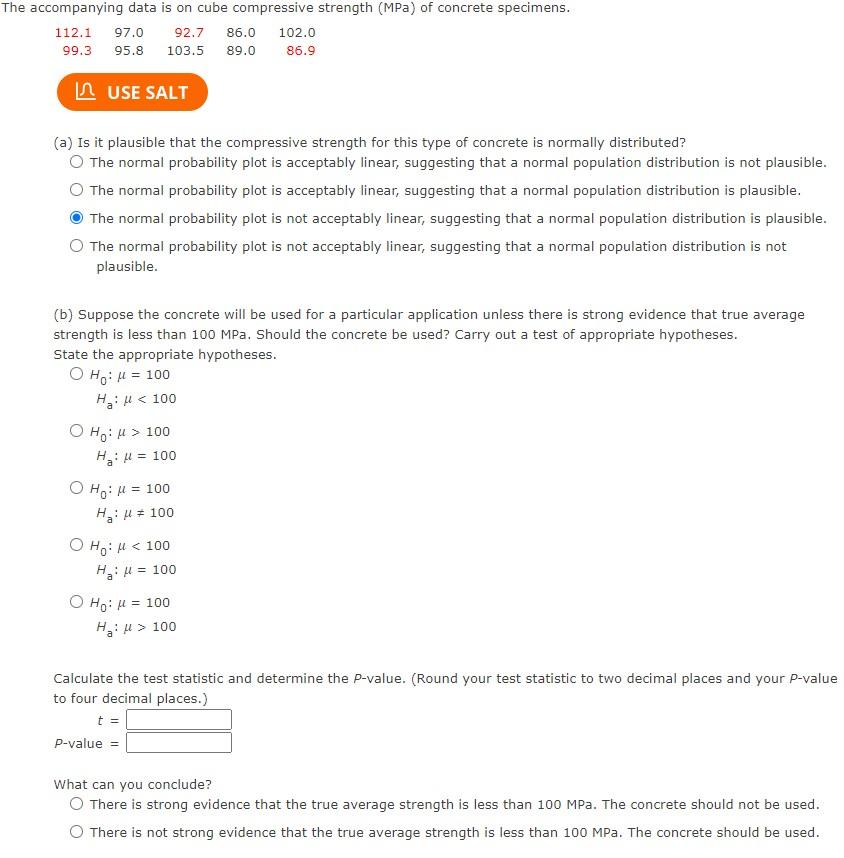Solved The accompanying data is on cube compressive strength | Chegg.com