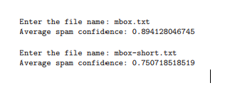 Solved Make a file called spamConfidence.py Write a | Chegg.com