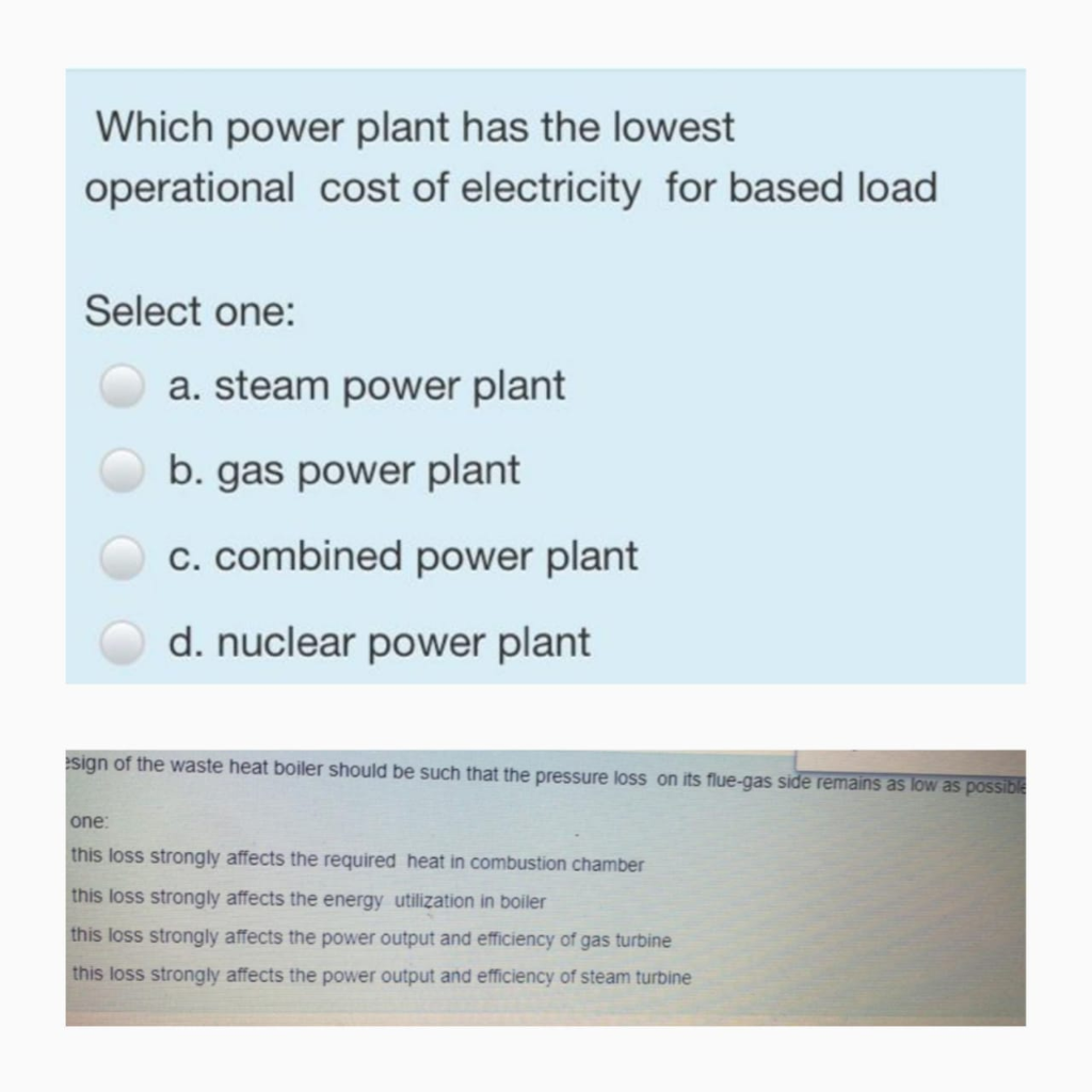 Solved Which power plant has the lowest operational cost of | Chegg.com