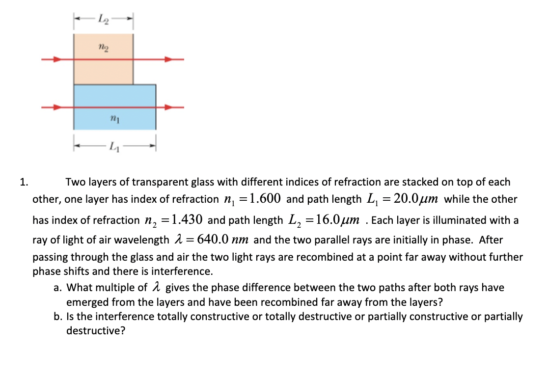 Solved N2 71 1. Two layers of transparent glass with | Chegg.com