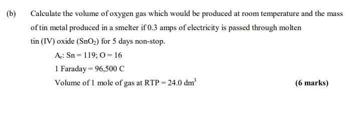Solved (b) Calculate the volume of oxygen gas which would be | Chegg.com