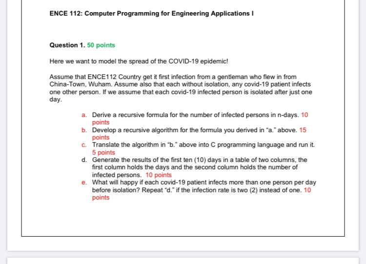ENCE 112: Computer Programming for Engineering | Chegg.com
