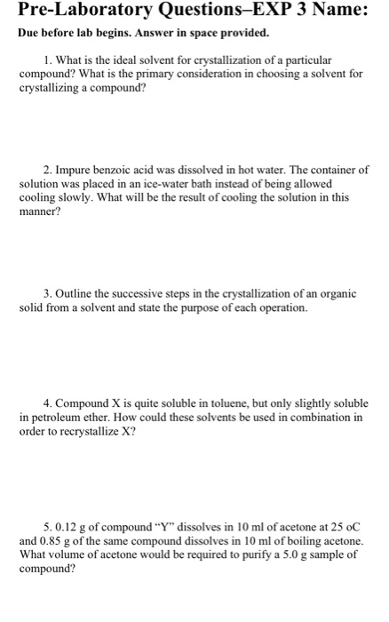 Solved Pre-Laboratory Questions-EXP 3 Name: Due before lab | Chegg.com