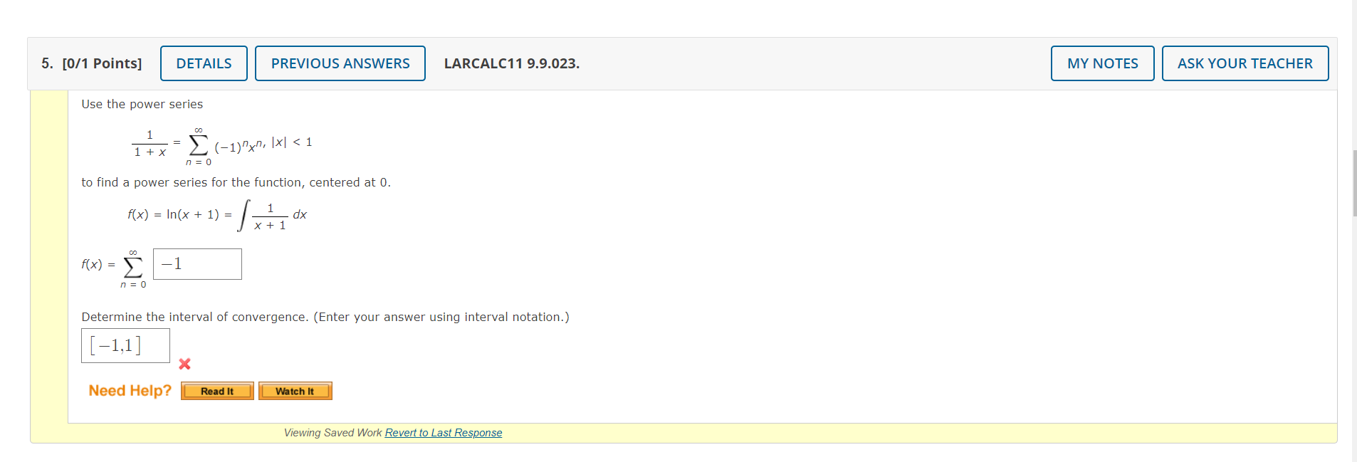 Solved Use the power series 1+x1=∑n=0∞(−1)nxn,∣x∣