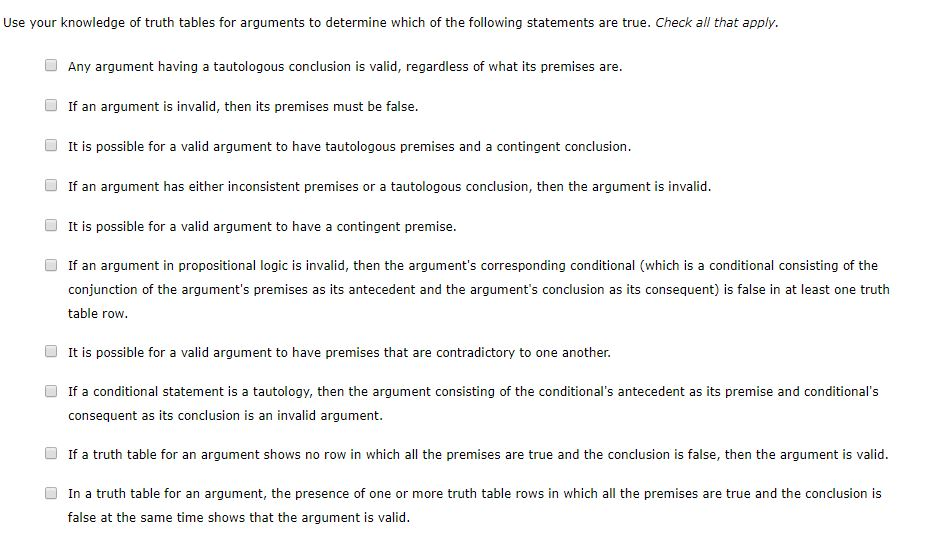 Solved Use Your Knowledge Of Truth Tables For Arguments To
