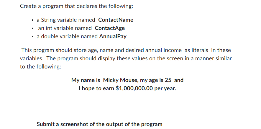 Solved Create a program that declares the following: - a | Chegg.com
