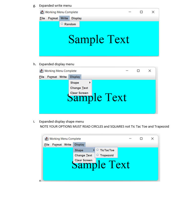 Solved GOAL: Modify the Ex03WorkingMenu program to add | Chegg.com
