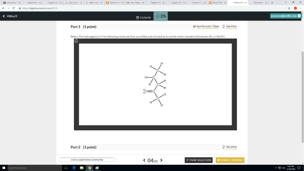 Solved Bromination of acidic protons can occur for molecules | Chegg.com