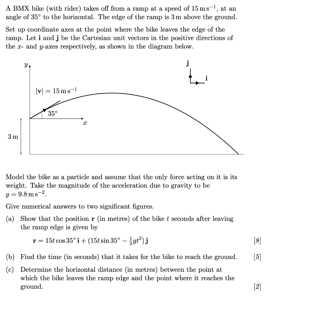 Solved A BMX bike (with rider) takes off from a ramp at a | Chegg.com