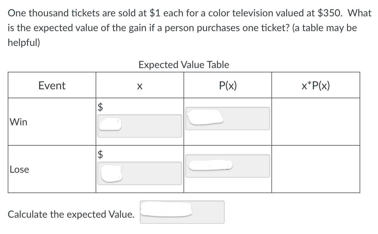 Solved One thousand tickets are sold at $1 each for a color | Chegg.com