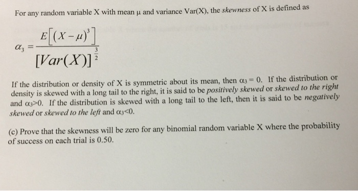 Solved For any random variable X with mean μ and variance | Chegg.com