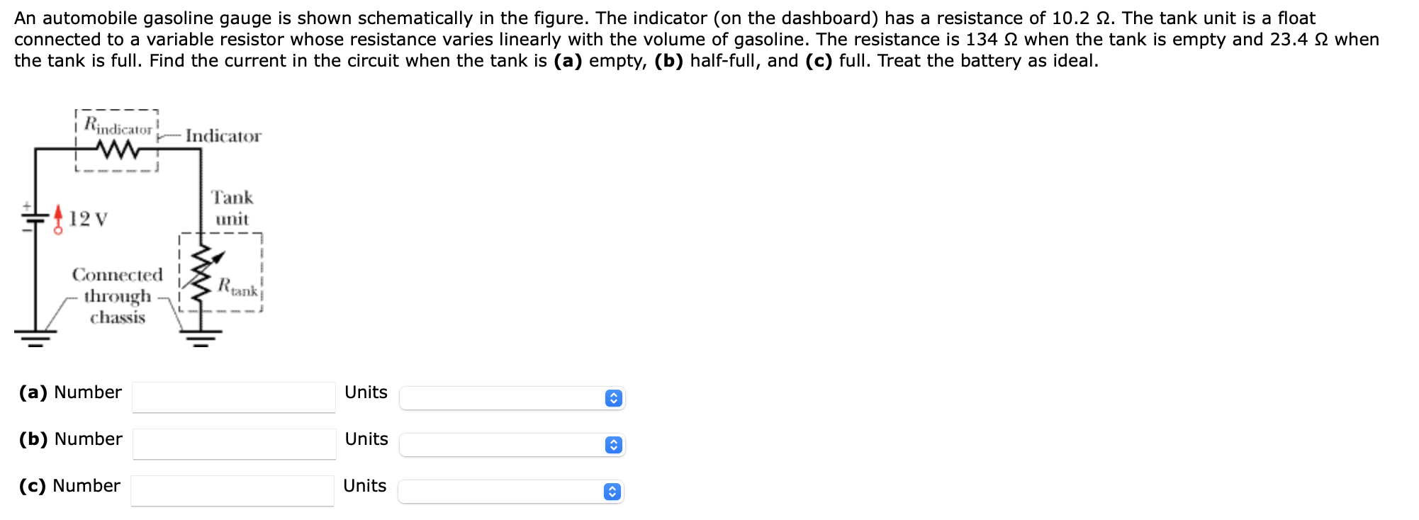 Solved An automobile gasoline gauge is shown schematically | Chegg.com
