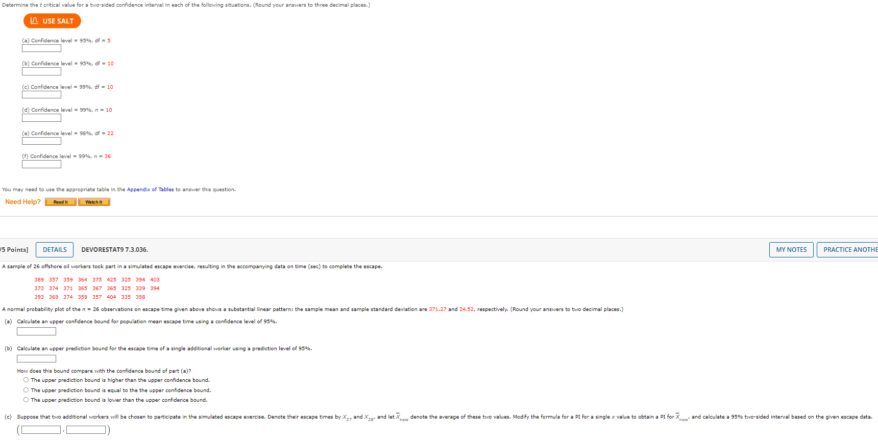 Solved Determine the t critical value for a two-sided | Chegg.com