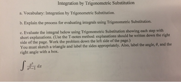 Solved Vocabulary: Integration by Trigonometric | Chegg.com