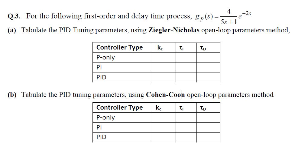 42-25 Q.3. For the following first-order and delay | Chegg.com