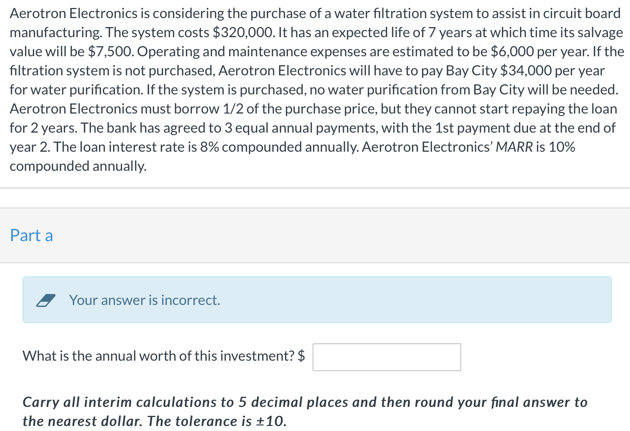 Solved Aerotron Electronics is considering the purchase of a | Chegg.com