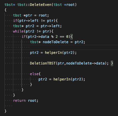tbst* tbst::DeleteEven(tbst *root) { { tbst *ptr = | Chegg.com