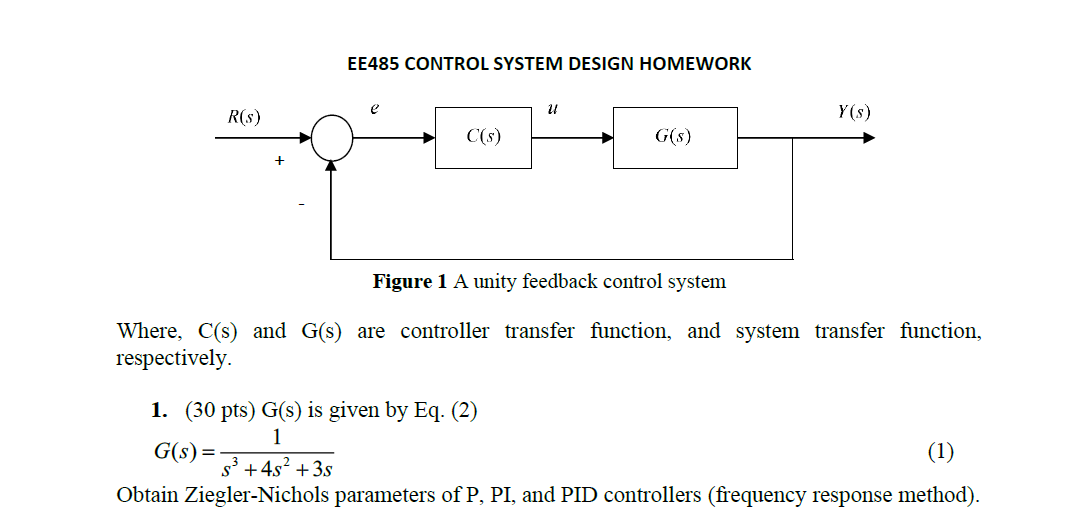 Solved EE485 ﻿CONTROL SYSTEM DESIGN HOMEWORKWhere, C(s) ﻿and | Chegg.com