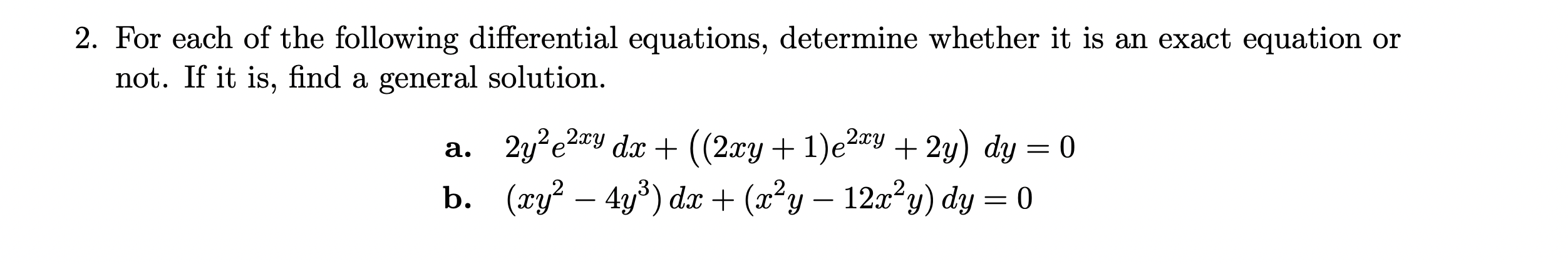Solved 2. For each of the following differential equations, | Chegg.com