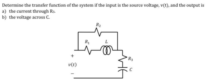 Solved Determine the transfer function of the system if the | Chegg.com