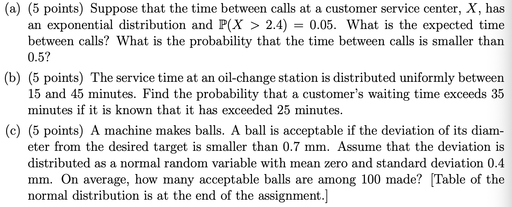 Solved (a) (5 points) Suppose that the time between calls at | Chegg.com
